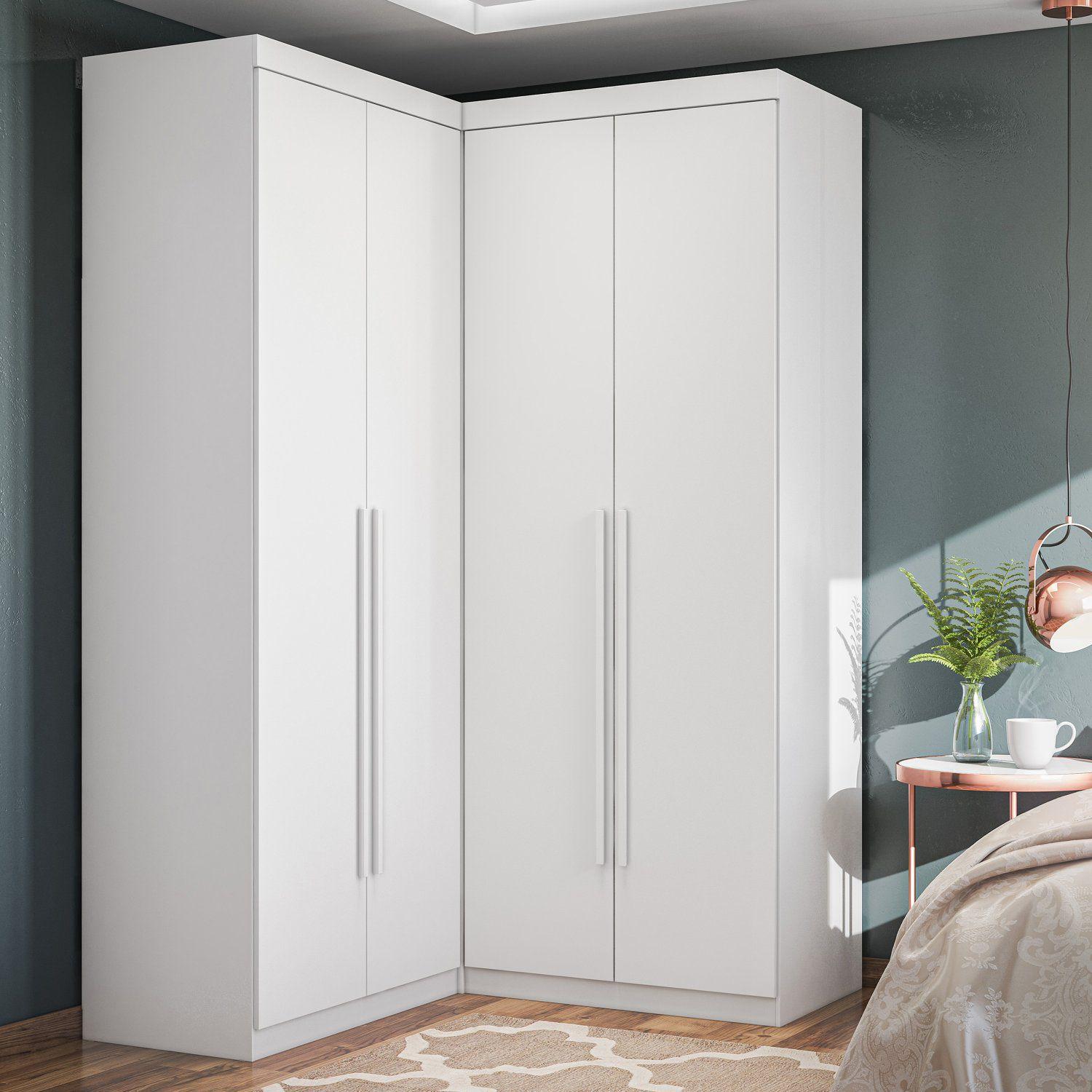 Guarda Roupa de Canto 4 Portas 4 Gavetas Tuim Espresso Móveis Branco ...