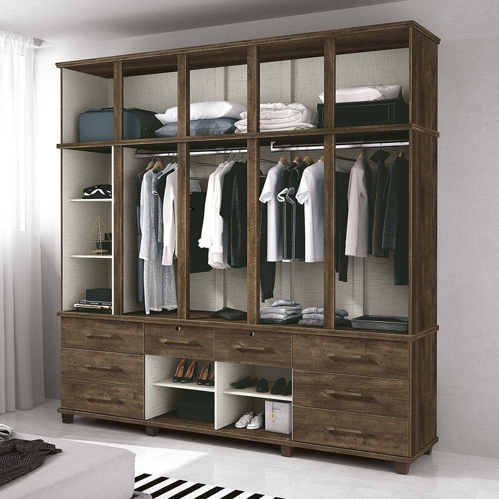 Guarda-Roupa Diamante 12 Portas 8 Gavetas Imbuia Fosco - Fabri Móveis ...