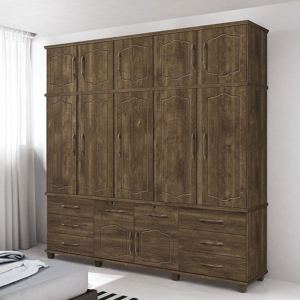 Guarda-Roupa Diamante 12 Portas 8 Gavetas Imbuia Fosco - Fabri Móveis ...