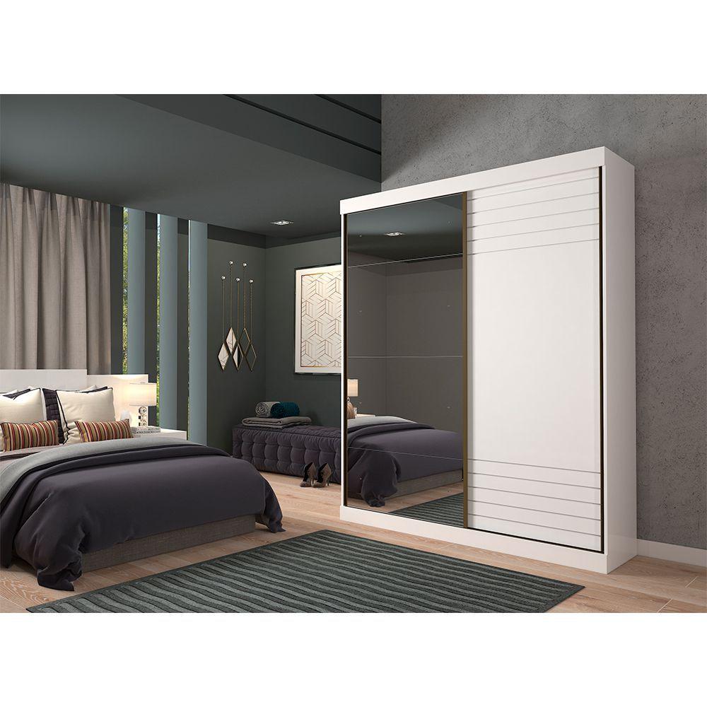 Guarda Roupa em MDF 2 Portas de Correr Espelho e 3 Gavetas Internas Bia ...