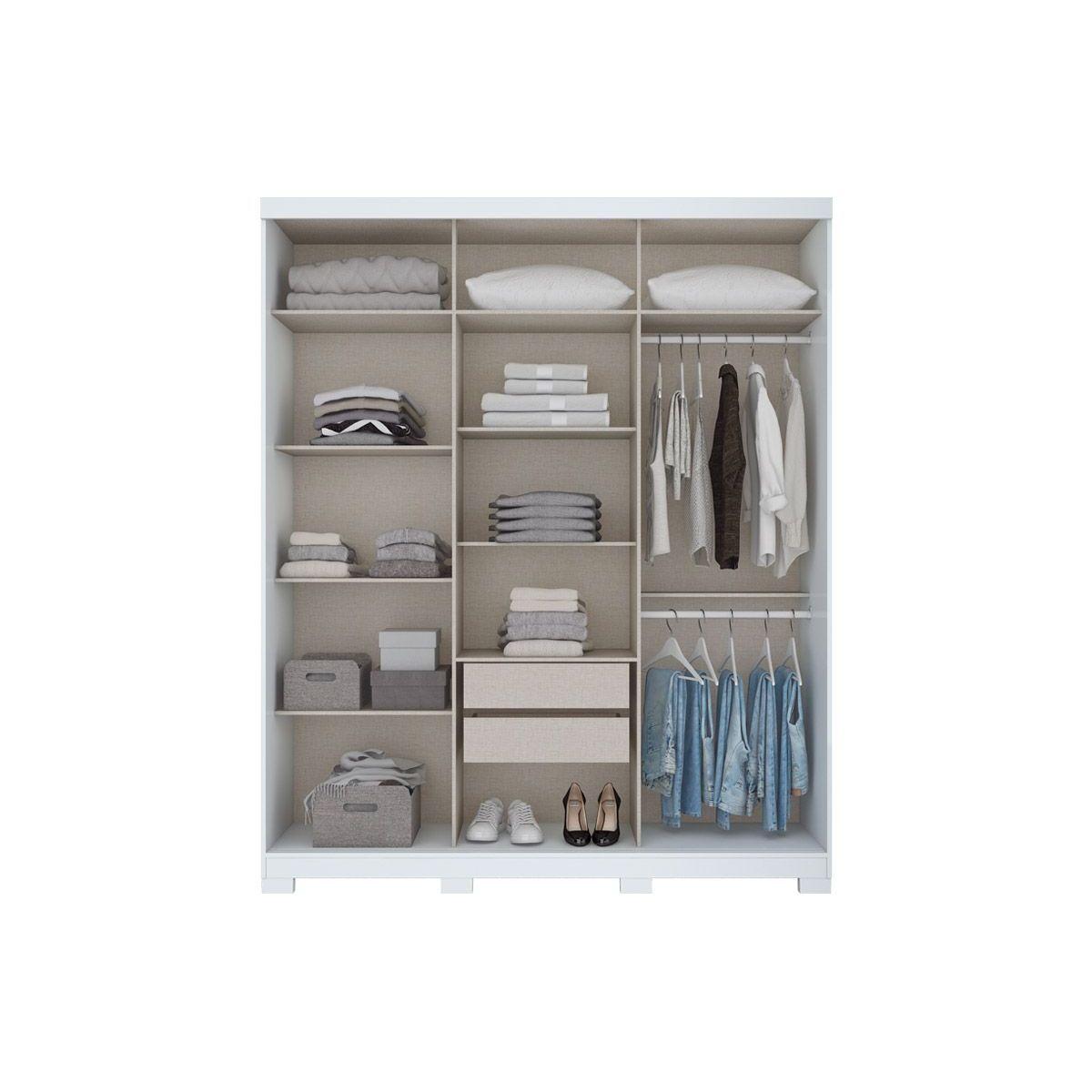 Guarda Roupa Henn Silver - c/Espelho Branco - Guarda-Roupa / Roupeiro ...