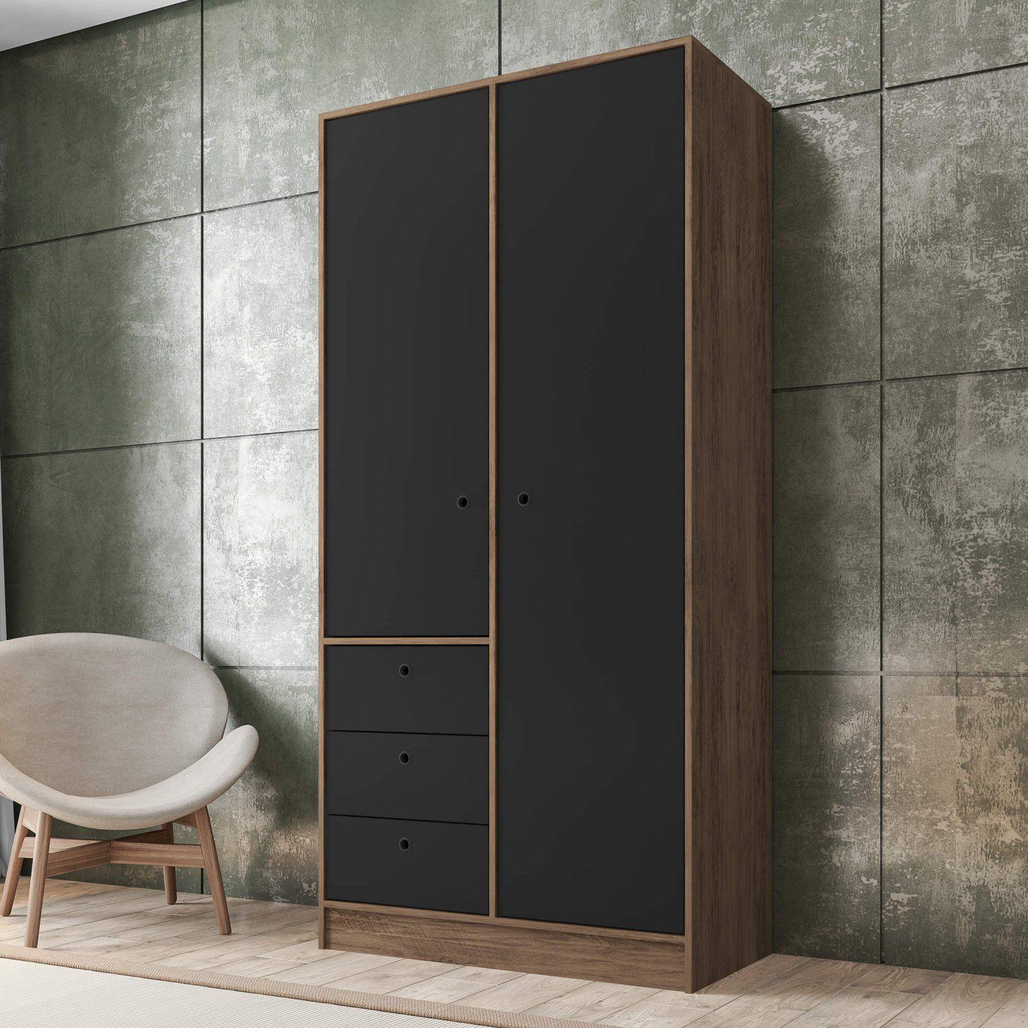 Guarda Roupa Modulado 2 Portas 3 Gavetas Ideale Siena Móveis Avelã ...