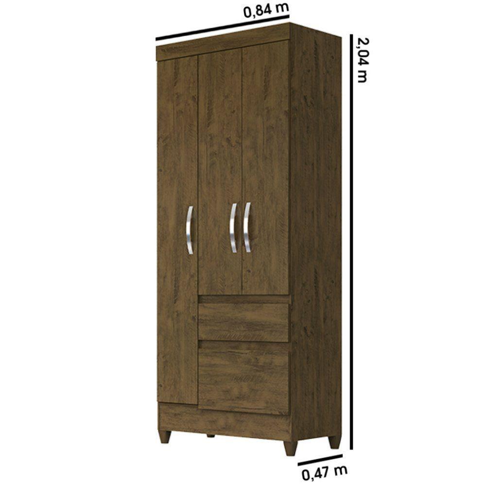 Guarda Roupa Solteiro 3 Portas 2 Gavetas New Cairo Moval - Guarda-Roupa ...