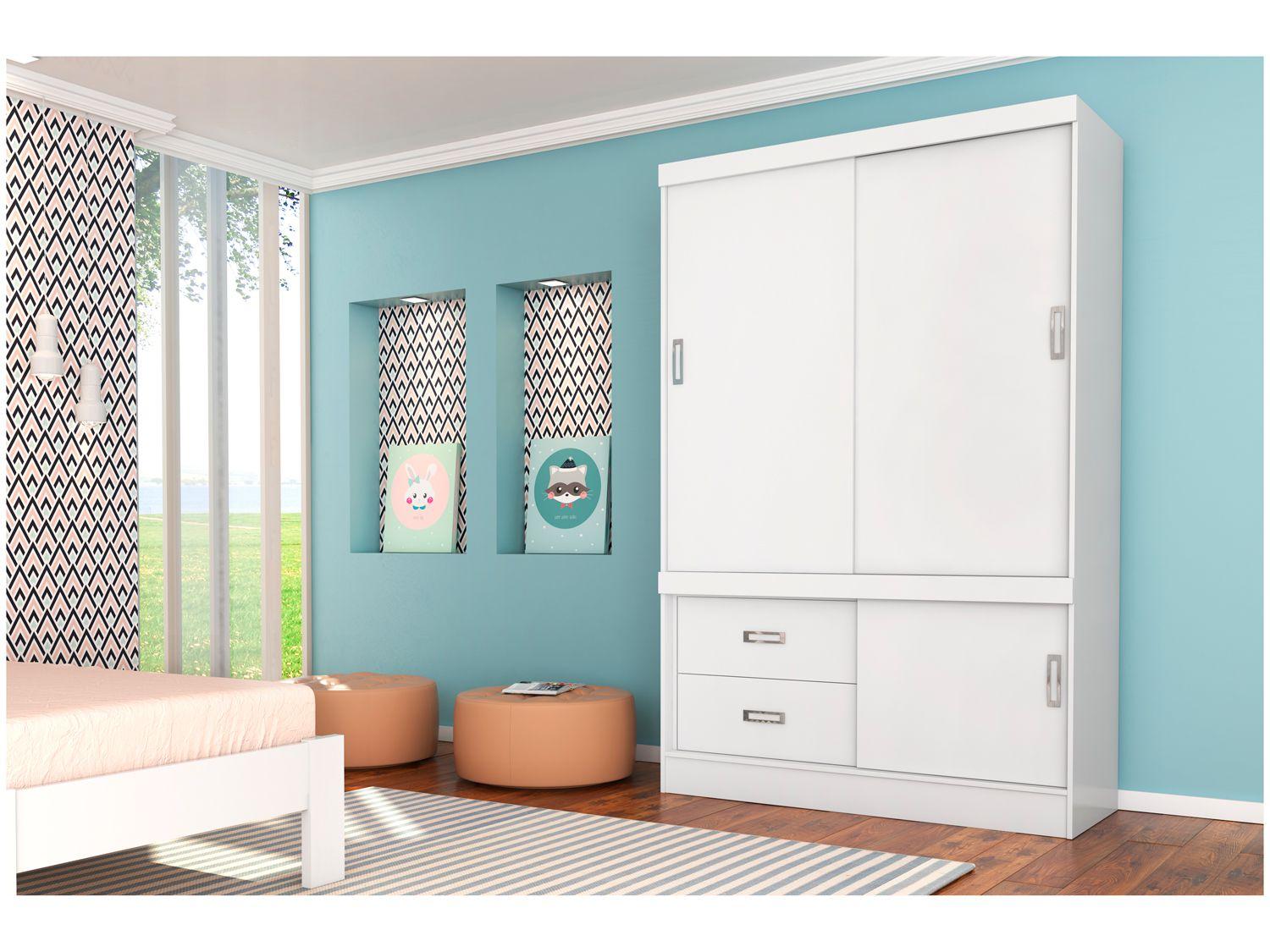 Guarda-roupa Solteiro 3 Portas de Correr 2 Gavetas Demobile Estilo II