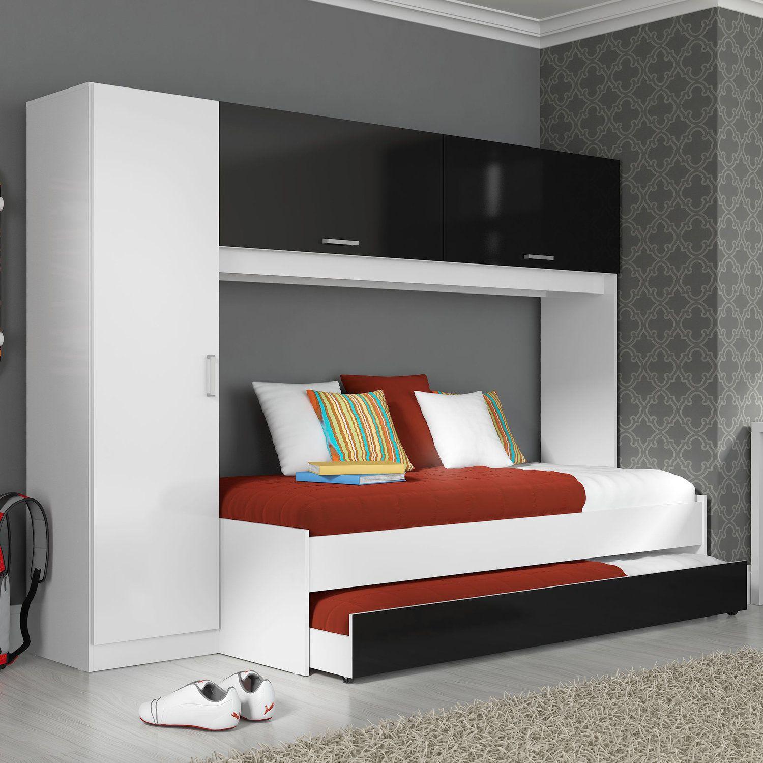 Guarda Roupa Solteiro com Cama e Auxiliar Embutida Multimóveis Branco ...