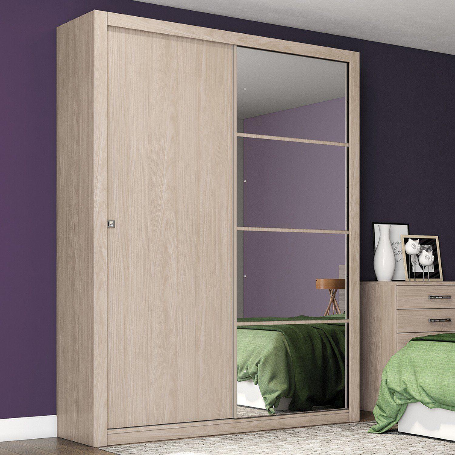 Guarda Roupa Solteiro com Espelho 2 Portas de Correr Alegro Henn Fendi ...