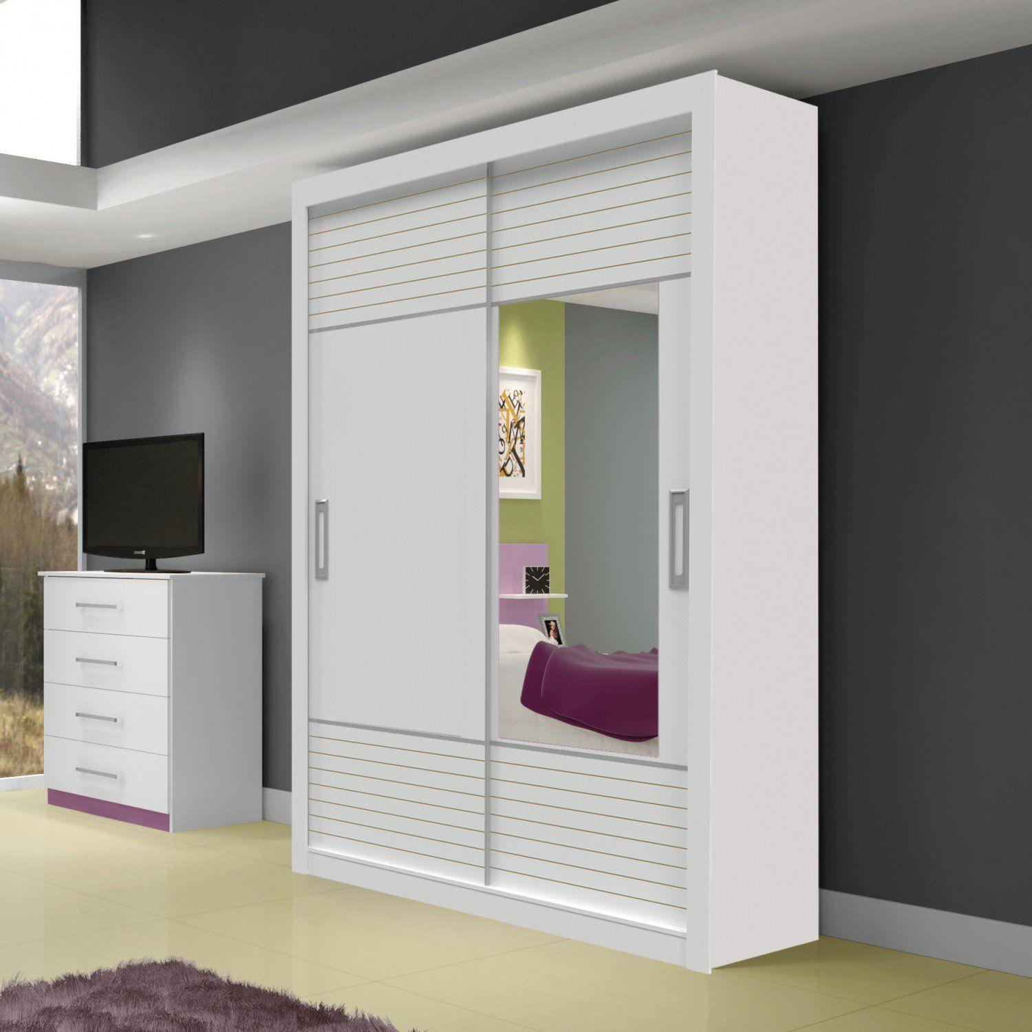 Guarda Roupa Solteiro com Espelho 2 Portas Milan New Leifer Flex Color ...