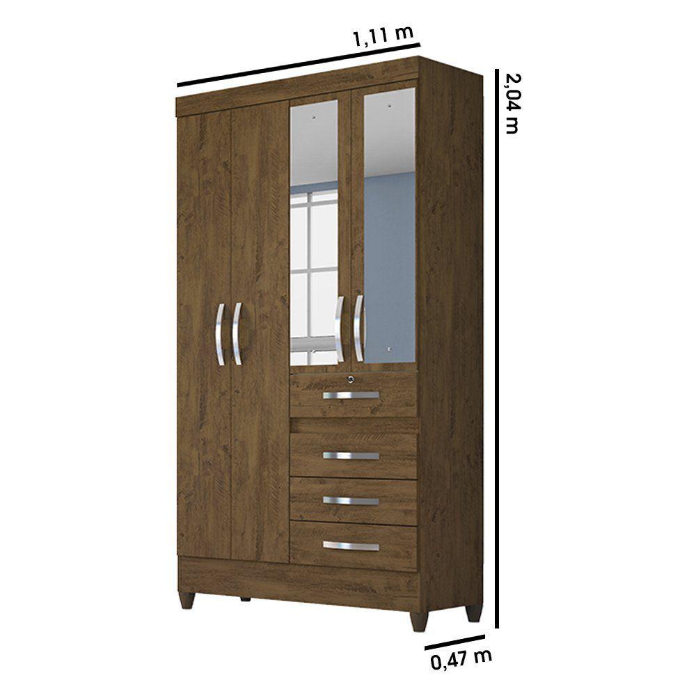 Guarda Roupa Solteiro Com Espelho 4 Portas 4 Gavetas Sobral Moval ...