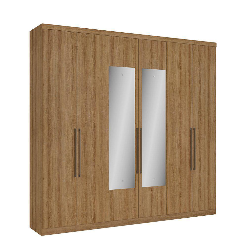 Guarda Roupa THB Móveis Diplomata Glass Com Espelho 6 Portas - Guarda ...