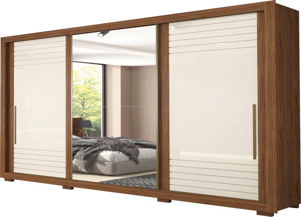 Guarda roupa vitória 3 portas (com espelho) + kit pé ret menor panan ...