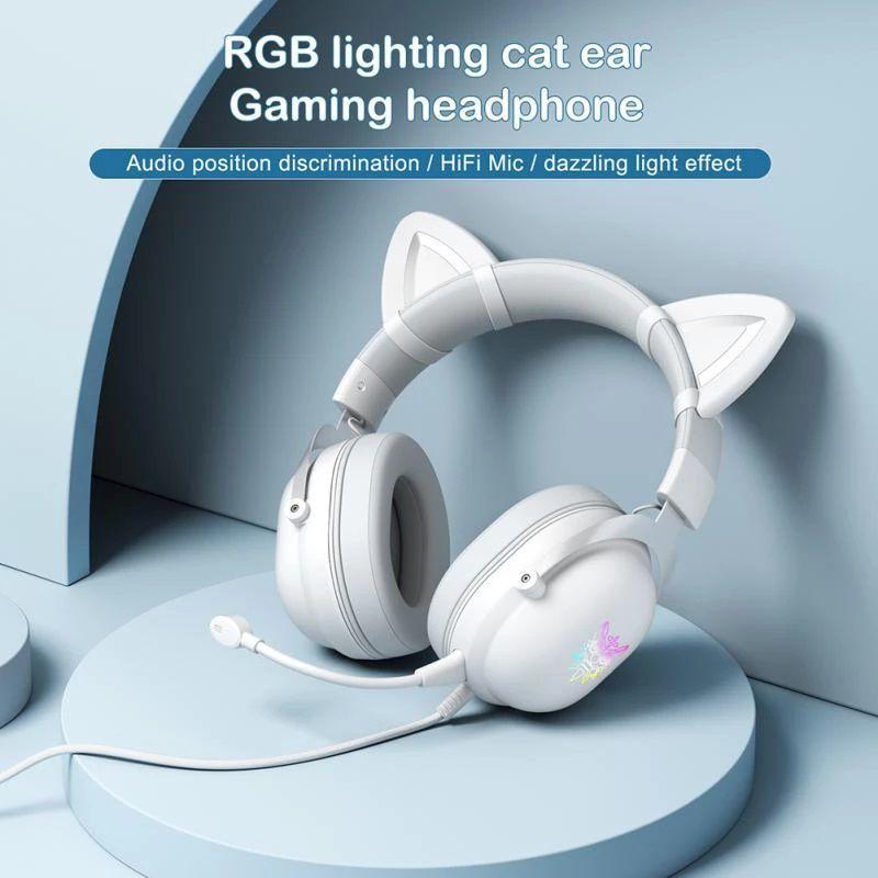 Headset Gamer X11 Orelhas Gatinho Led Rgb Branco - Onikuma - Headset ...