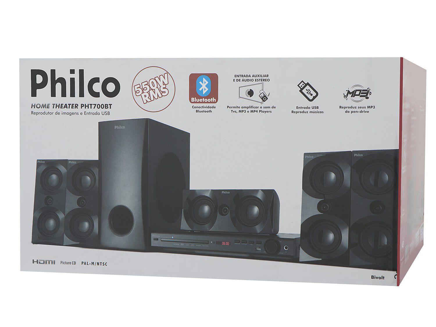 Home Theater Philco Bluetooth com DVD Karaokê 550W - 5.1 Canais HDMI ...