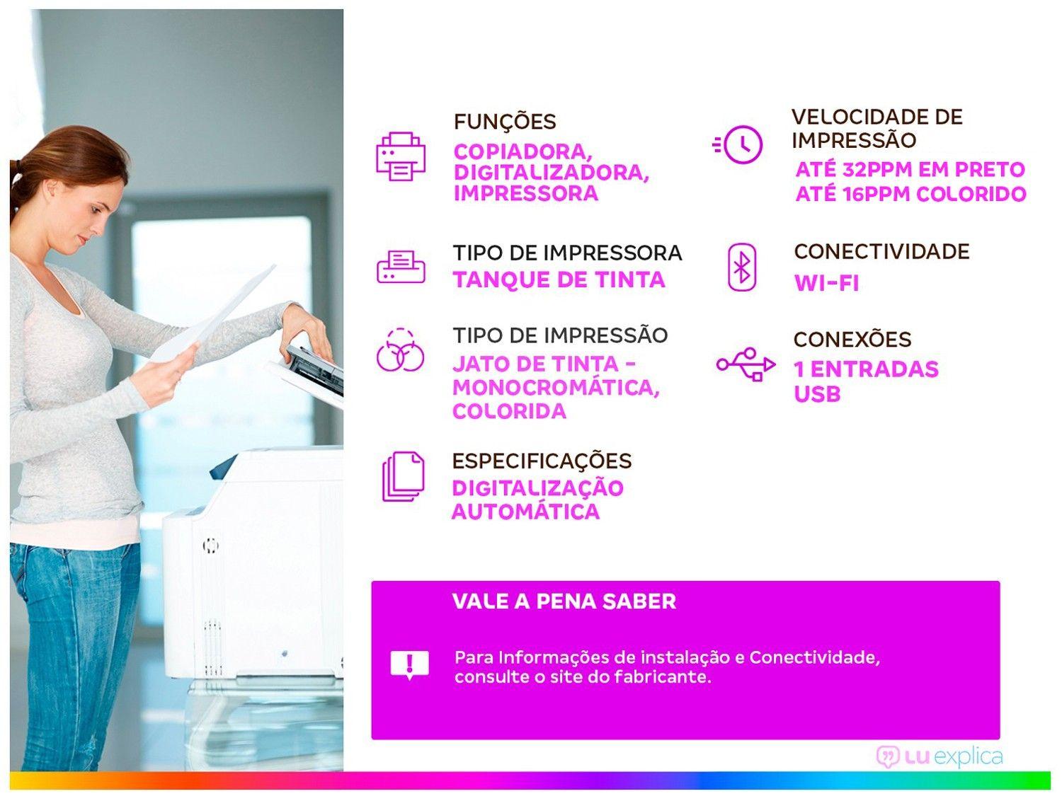 Impressora Multifuncional Canon Mega Tank G3160 Tanque de Tinta Colorida Wi-Fi