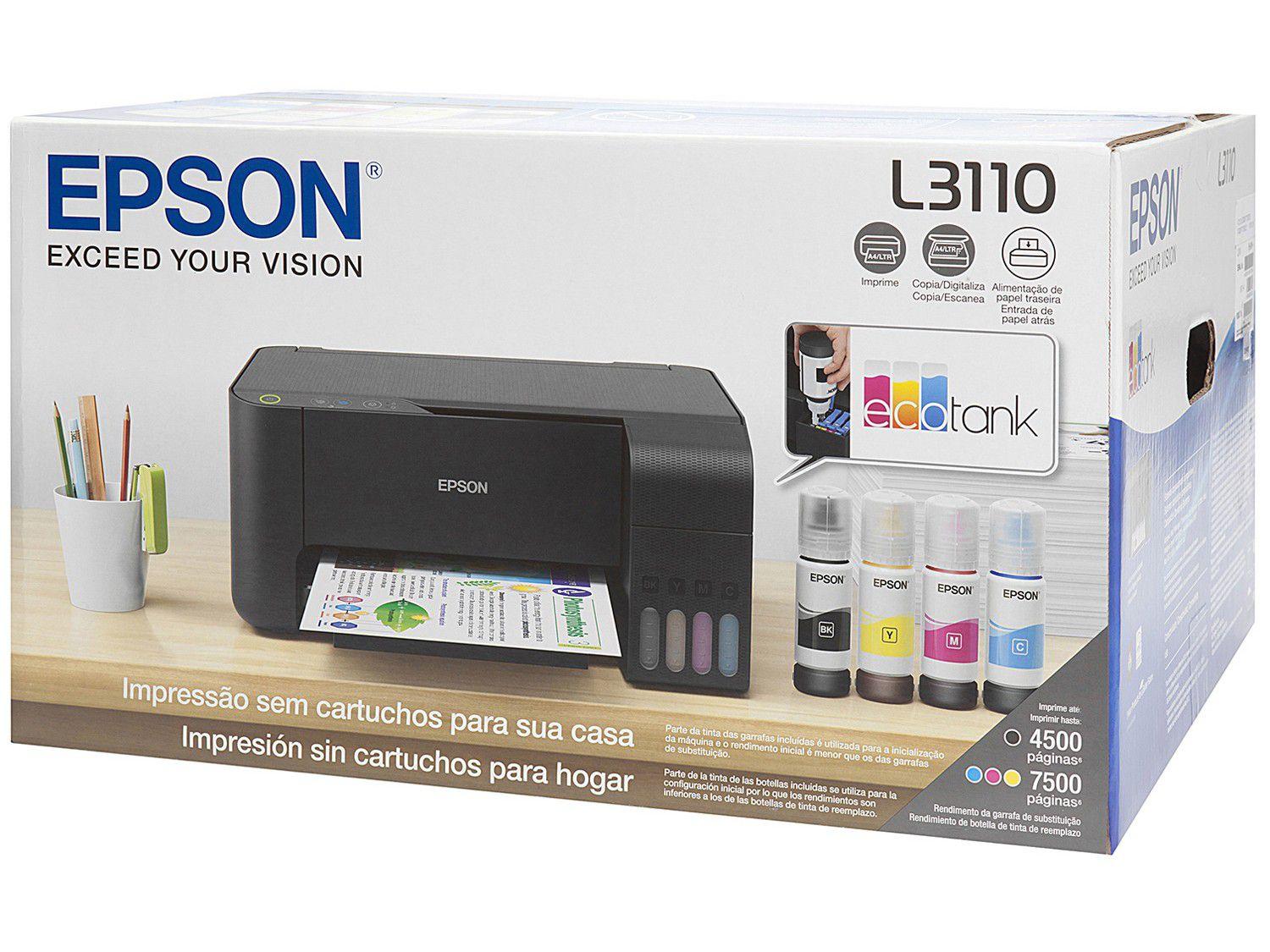 Impressora Multifuncional Epson EcoTank L3110 - Tanque de Tinta ...
