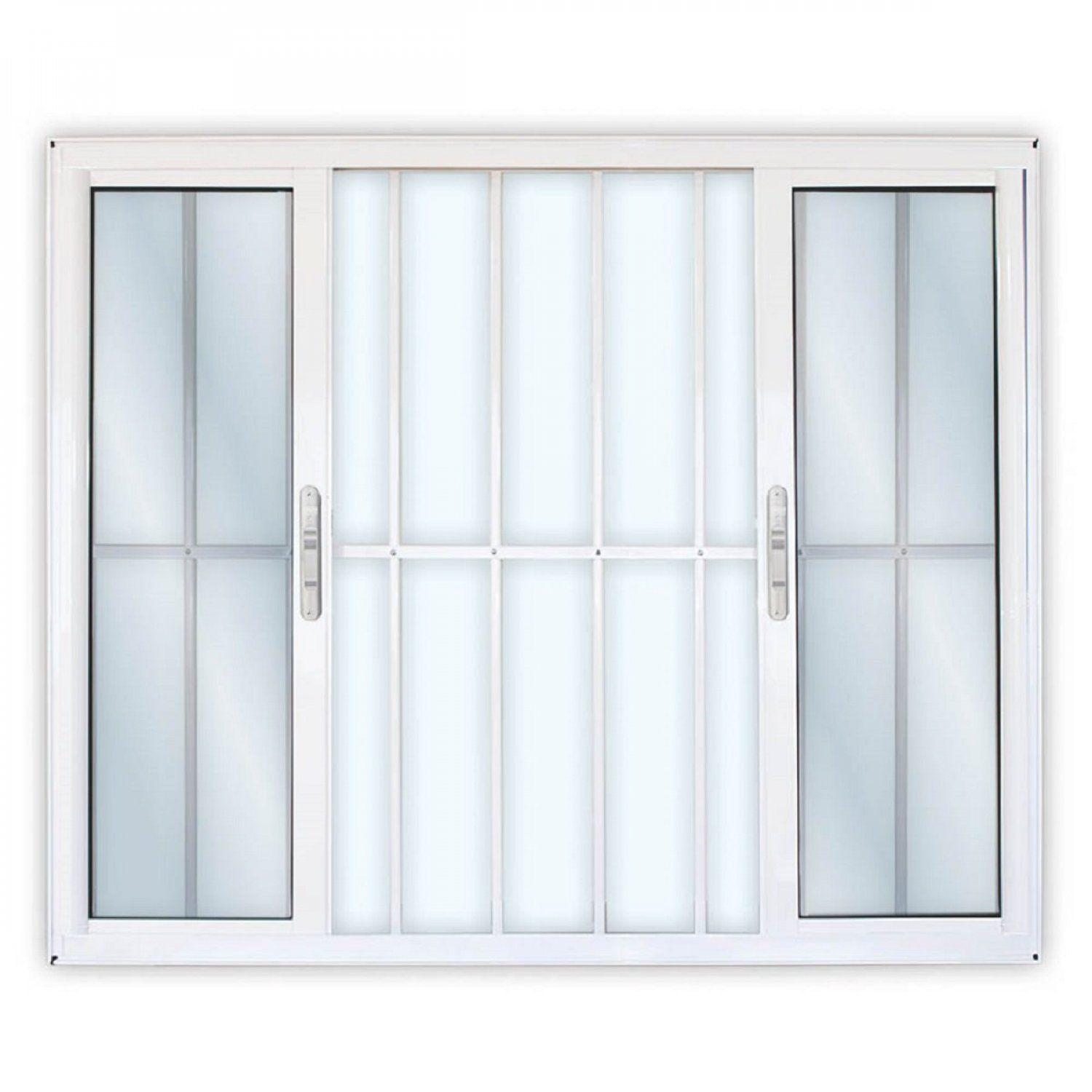 Janela de Aluminio 4 Folhas com Grade vidro Liso 100x100 MGM Branco ...