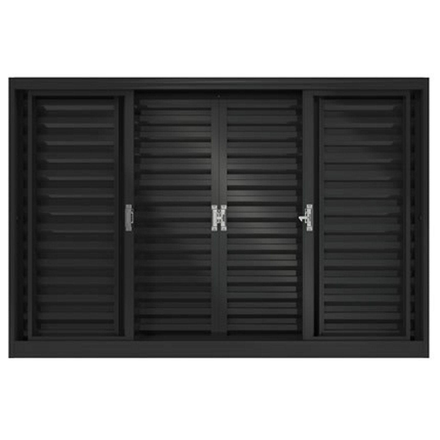 Janela Veneziana Aço Fundo Primer Cinza 6 Folhas Central 100x150x12cm ...