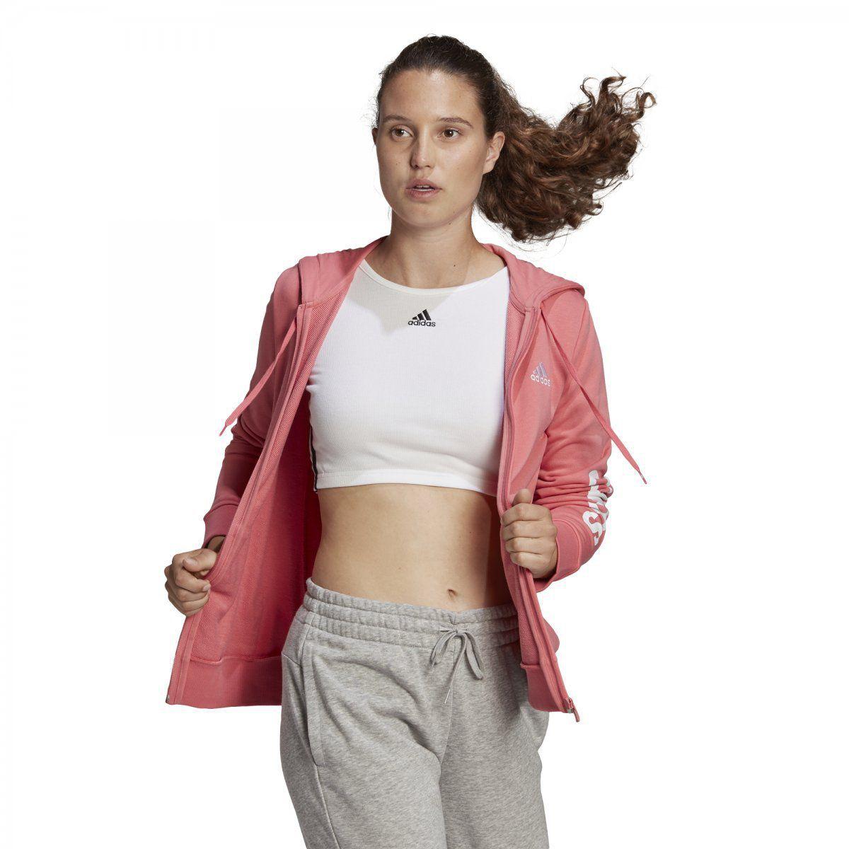 Jaqueta Moletom Adidas Com Capuz Essentials Logo Feminina - Jaqueta e ...