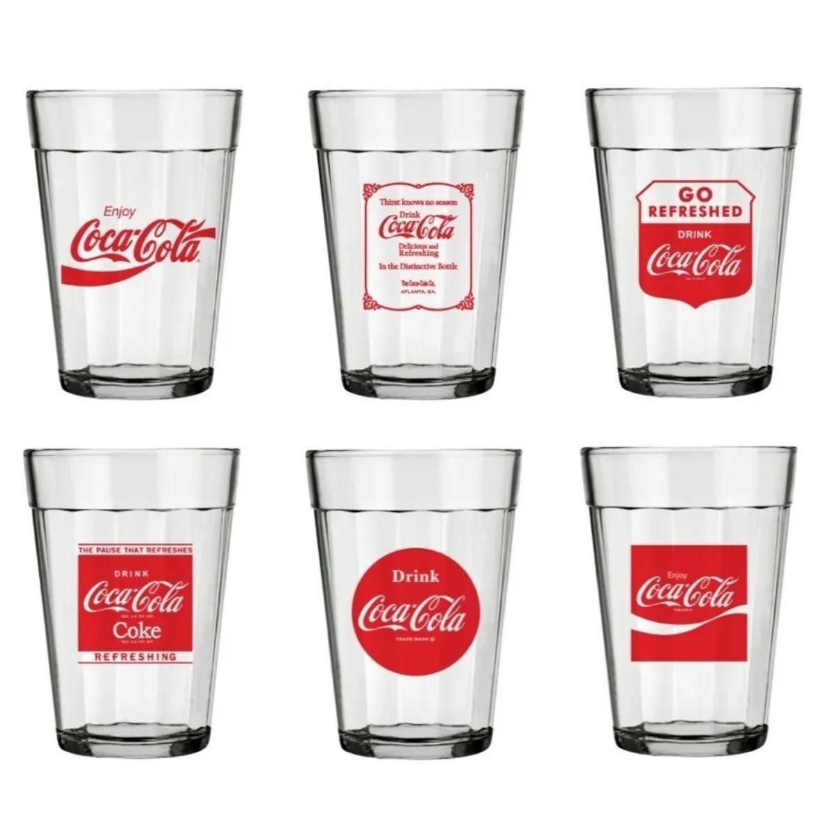 Jogo 6 Copos Americanos 190ML Coca Cola Linha do Tempo - Allmix - Copos ...