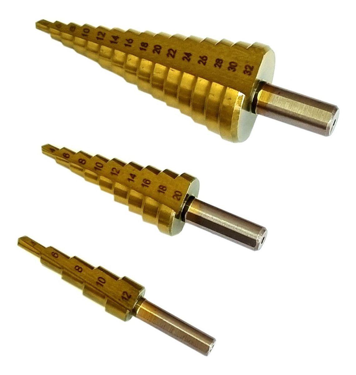 Jogo De Broca Escalonada Hss Titanium 4-32mm Kit C/ 3 Peças - IDEA ...