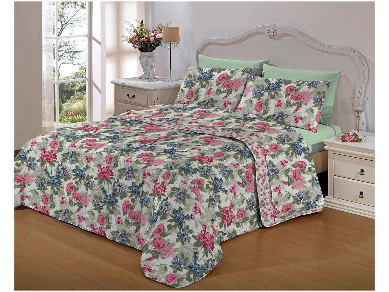 Jogo de Cama Casal 100% Poliéster 150 Fios - Camesa 4 Peças - Jogo de ...