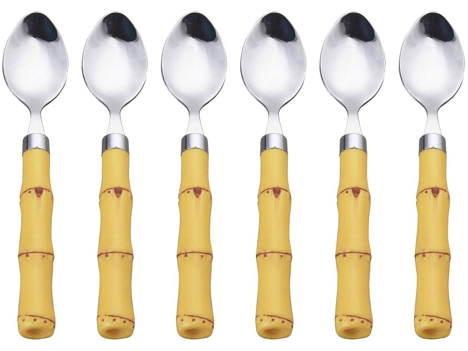 Jogo de Colher de Café Inox Lyor Bambu Natural 6 Peças
