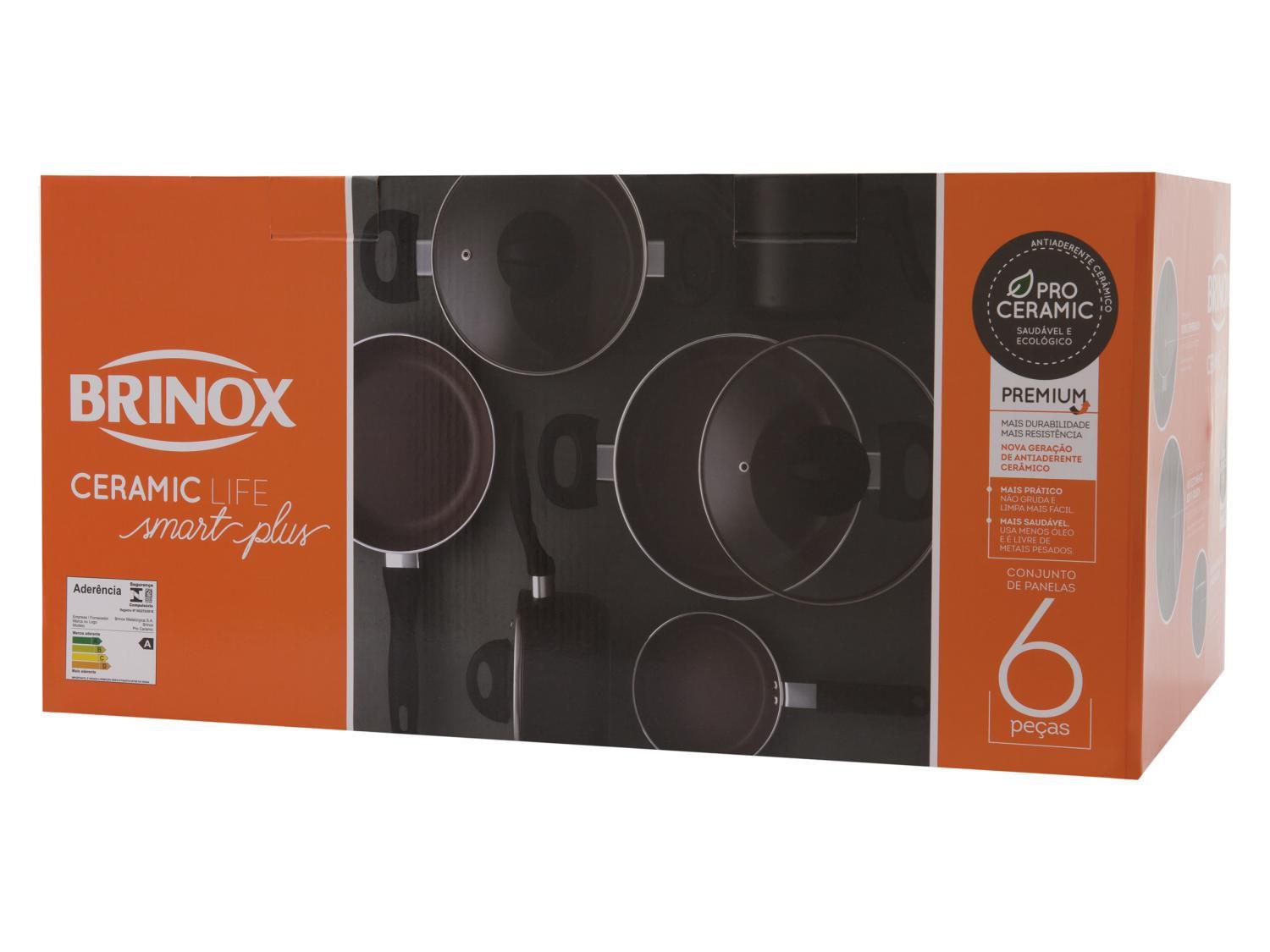 Jogo de Panelas Brinox com Revestimento Cerâmico - Preto 6 Peças ...