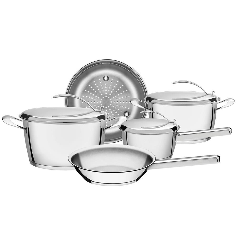 Jogo de Panelas em Aço Inox Tramontina Allegra - 5 Peças - Panelas ...