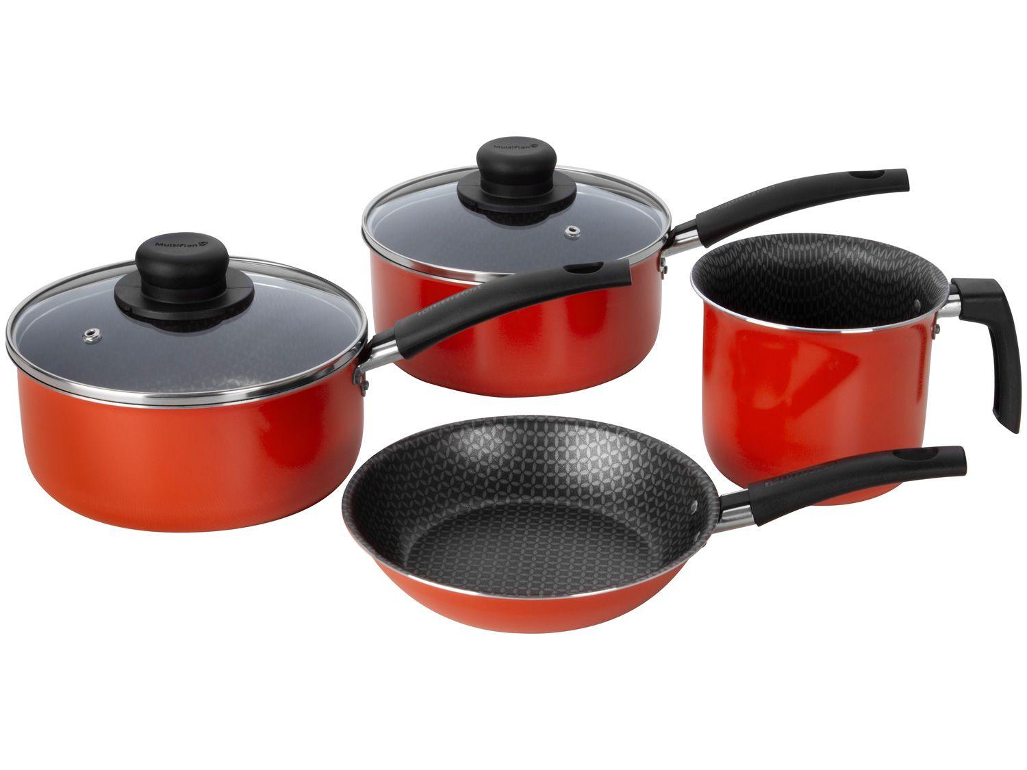 Jogo de Panelas Multiflon Antiaderente de Alumínio Laranja 4 Peças Daily