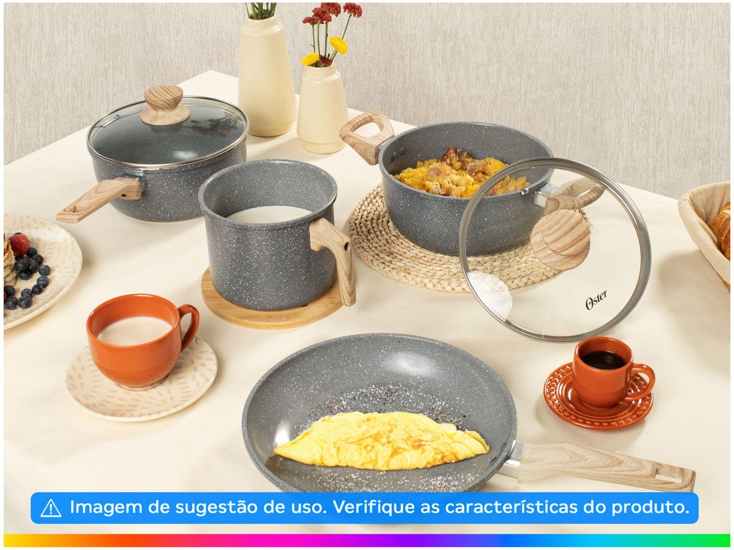 Jogo de Panelas Oster Revestimento Cerâmico de Alumínio Dark Grey 4 ...