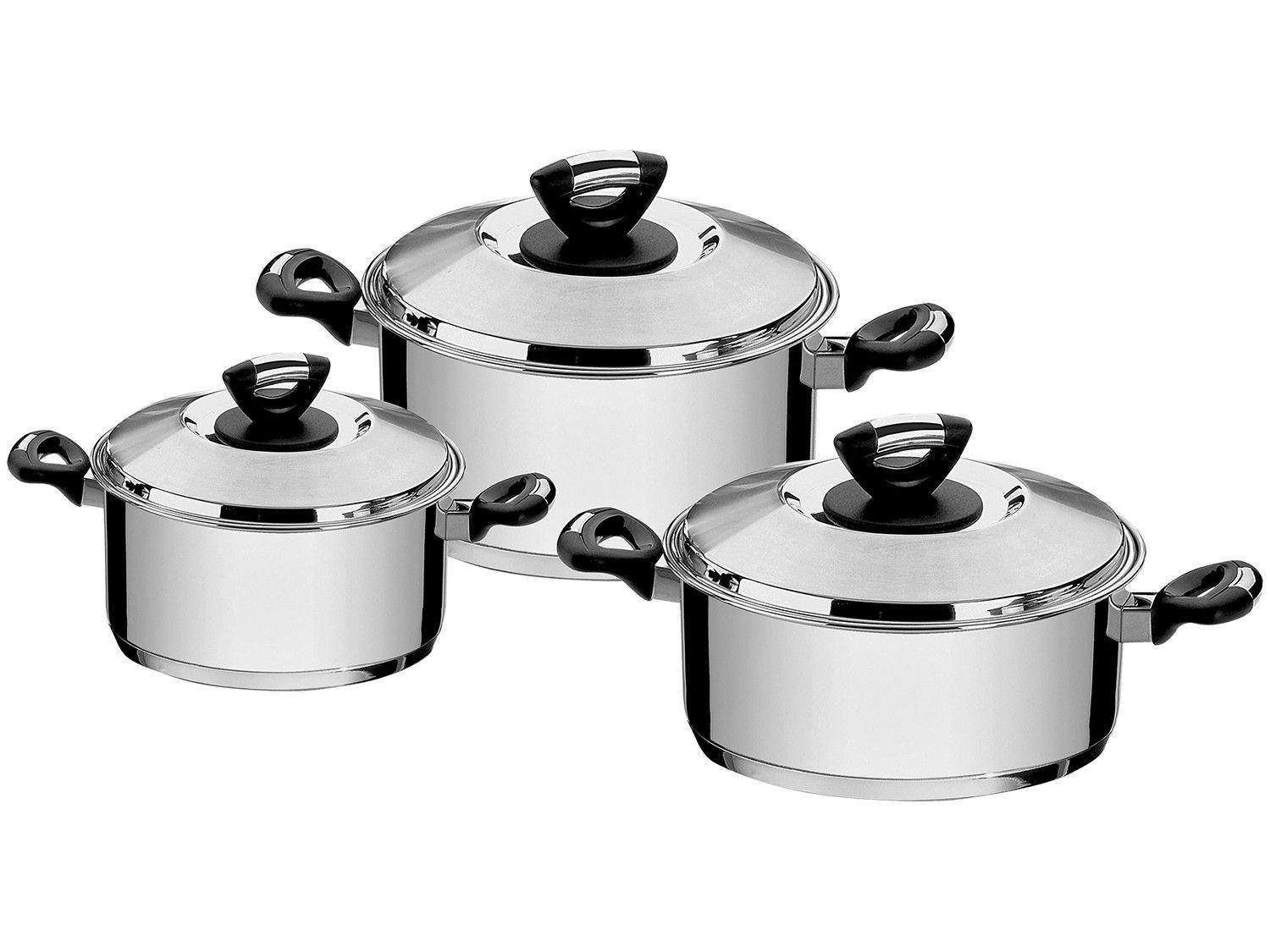 Jogo de Panelas Tramontina Inox Fundo Triplo - 3 Peças Solar 65720740 ...