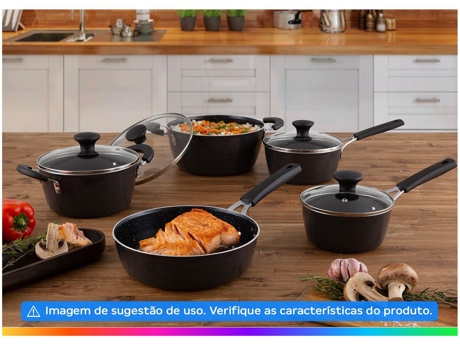 Jogo de Panelas Tramontina Revestimento Cerâmico de Alumínio Cinza 5 ...