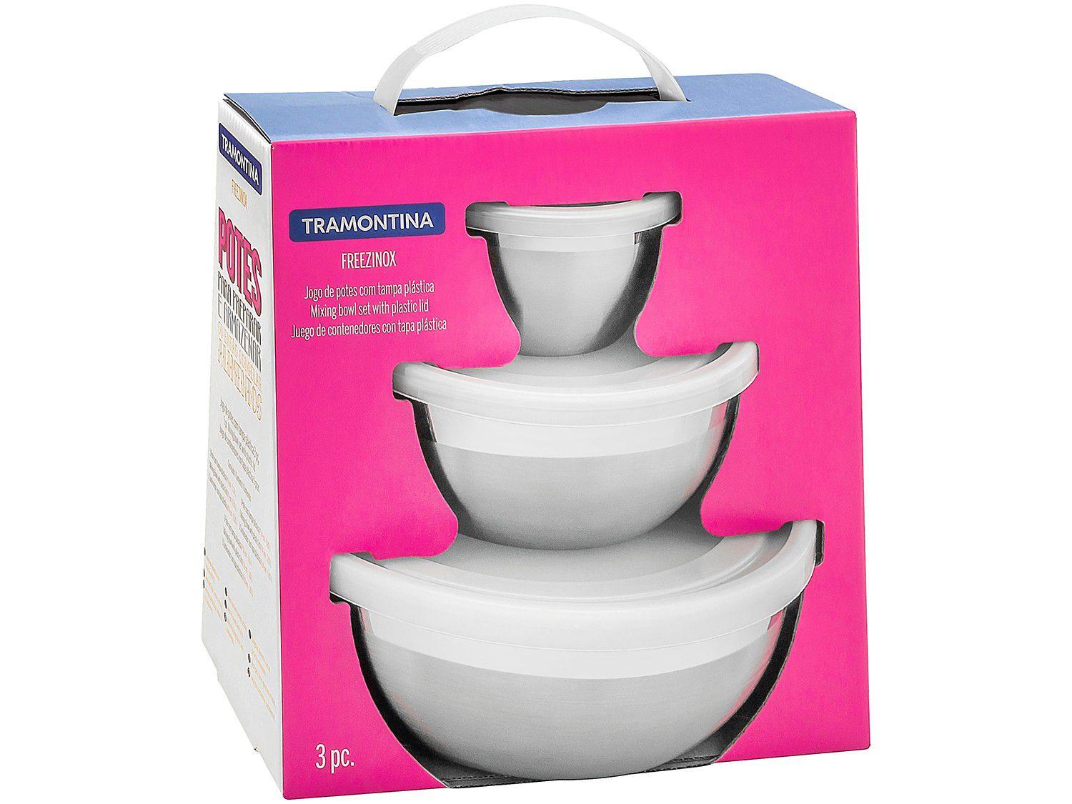 Jogo de Potes de Inox Hermético Tramontina - com Tampa Redondo ...