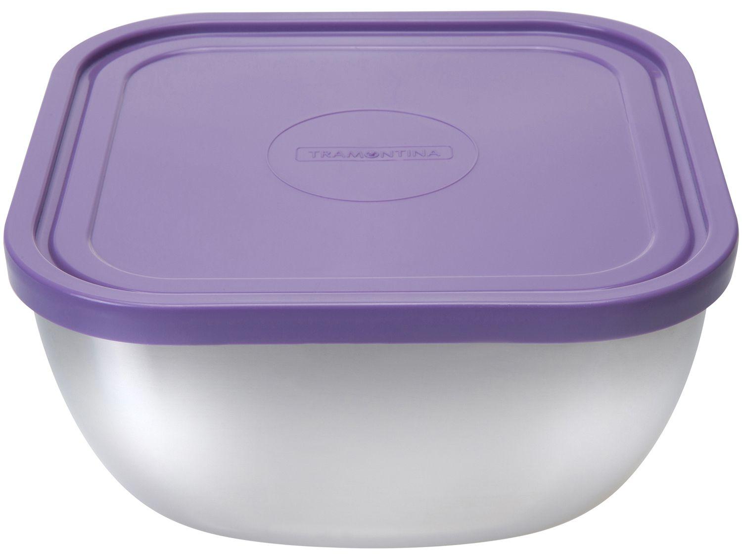 Jogo de Potes de Inox Tramontina com Tampa - Quadrado Freezinox 3 Peças ...