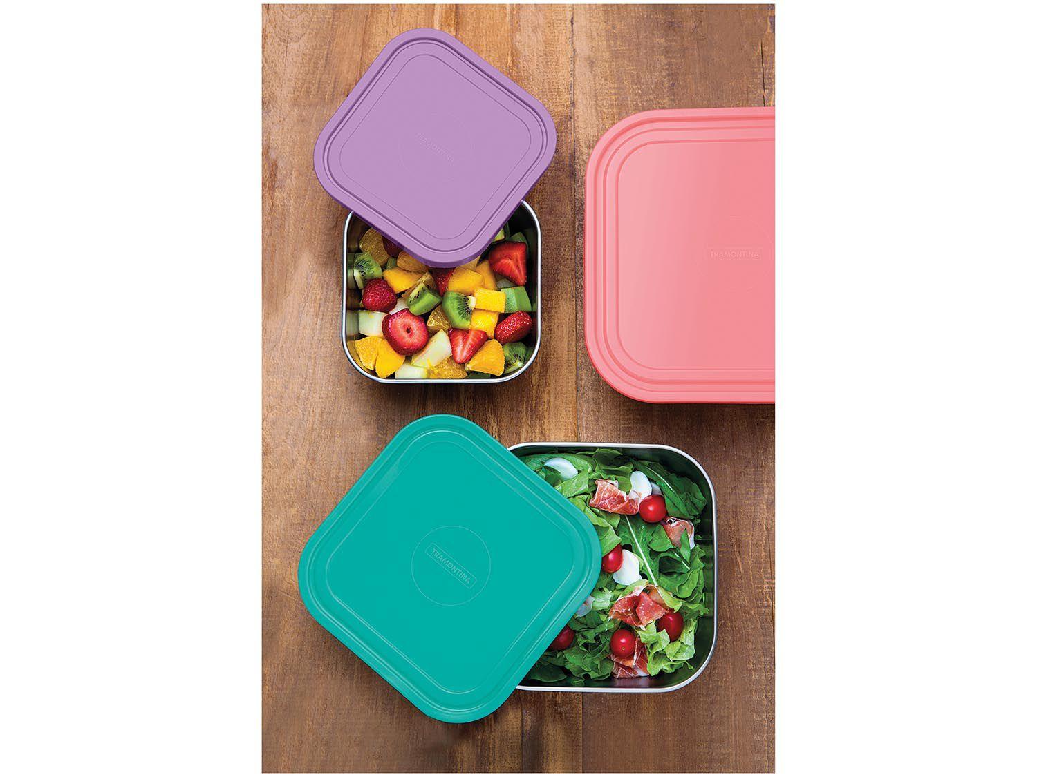 Jogo de Potes de Inox Tramontina com Tampa - Quadrado Freezinox 3 Peças ...