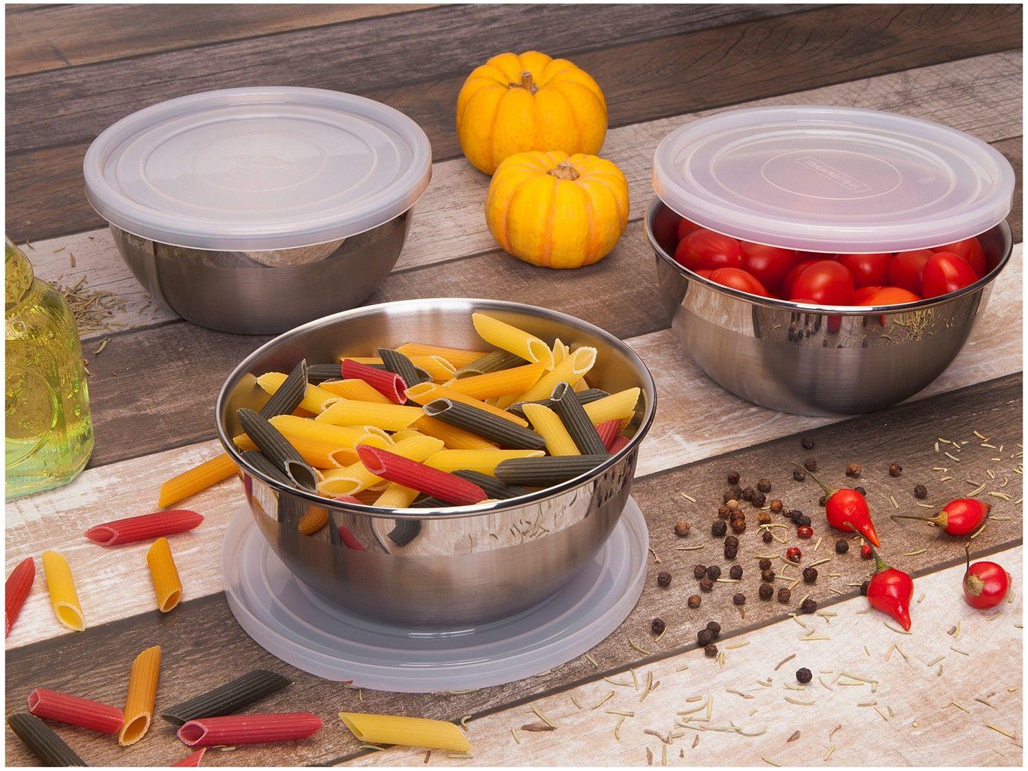 Jogo de Potes de Inox Tramontina com Tampa - 800ml