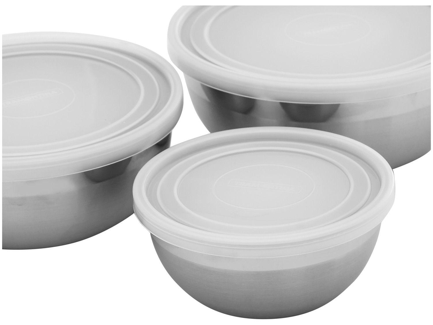 Jogo de Potes de Inox Tramontina com Tampa - Redondo Freezinox 3 Peças ...