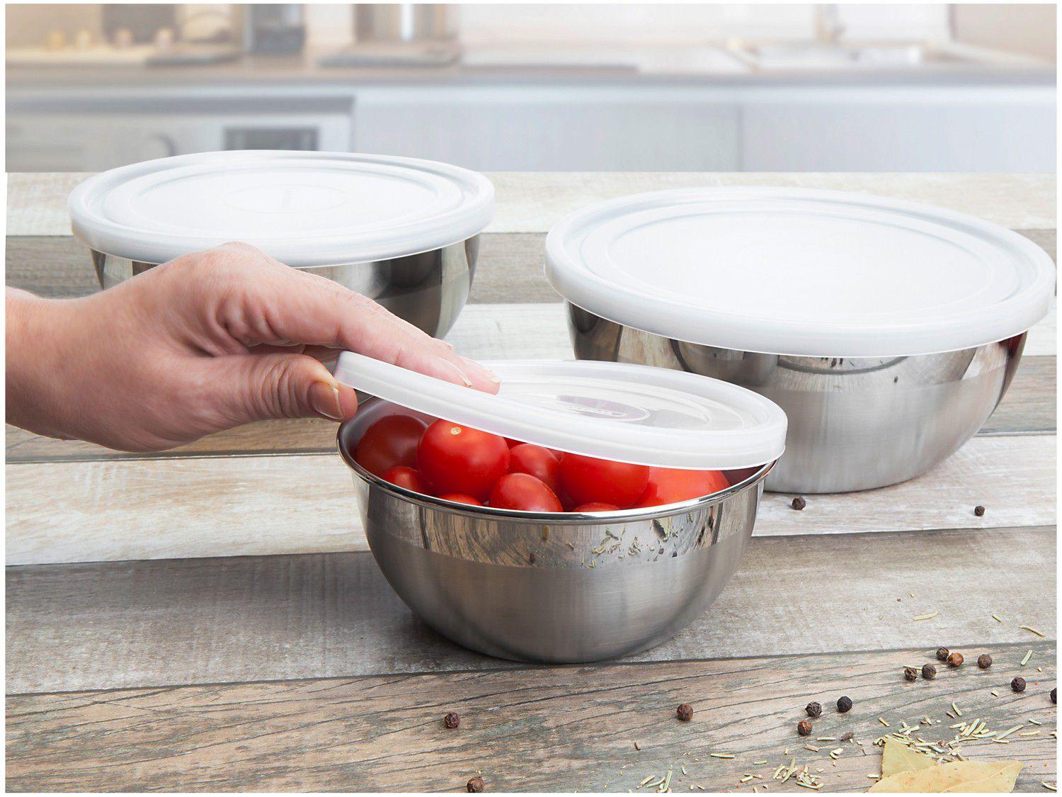 Jogo de Potes de Inox Tramontina com Tampa - Redondo Freezinox 3 Peças ...