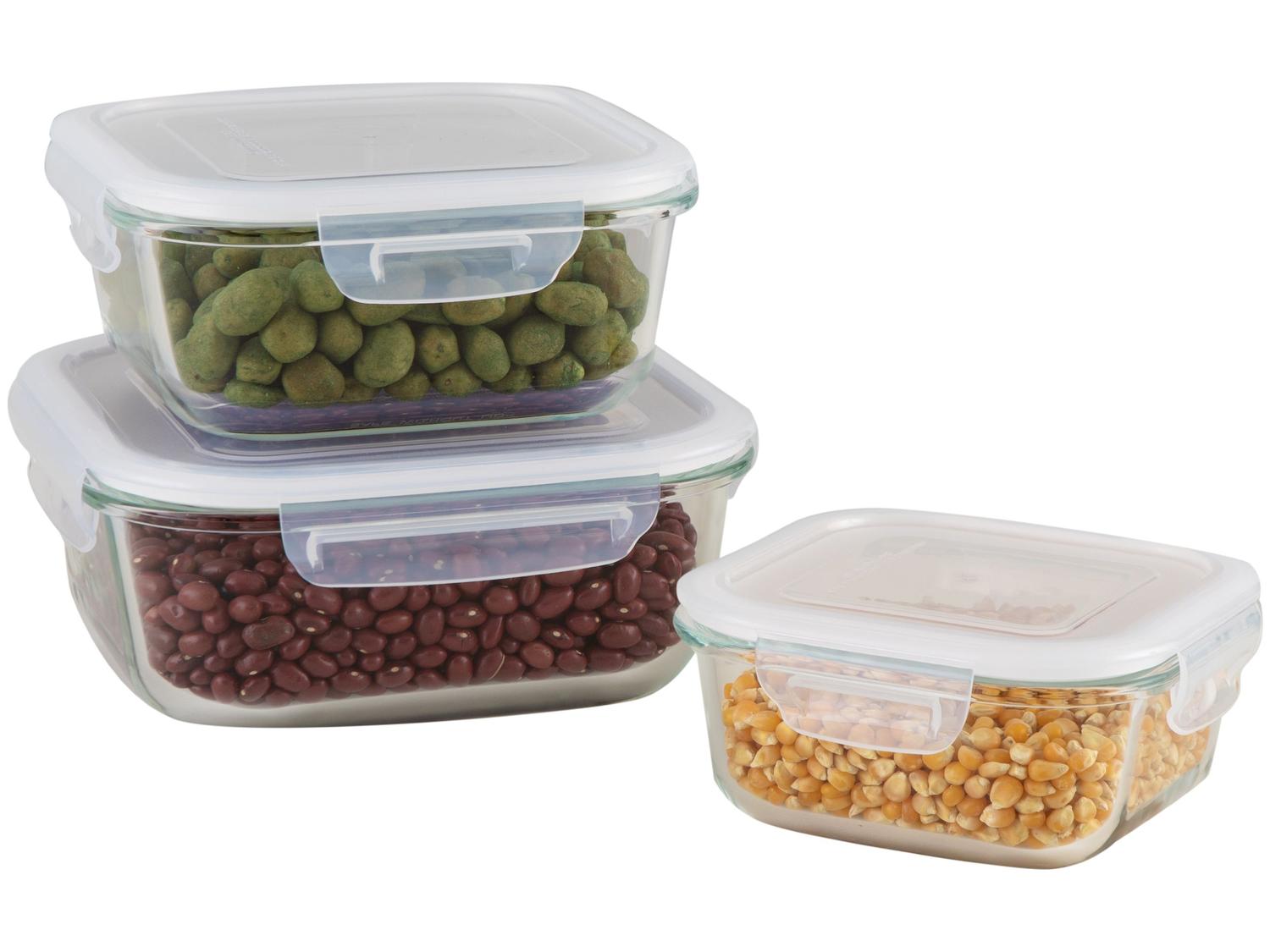 Jogo de Potes de Vidro Hermético Nell com Tampa Quadrado 3 Peças ...