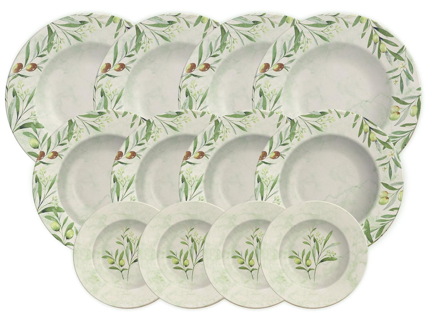 Jogo de Pratos Redondo de Porcelana Verde - 12