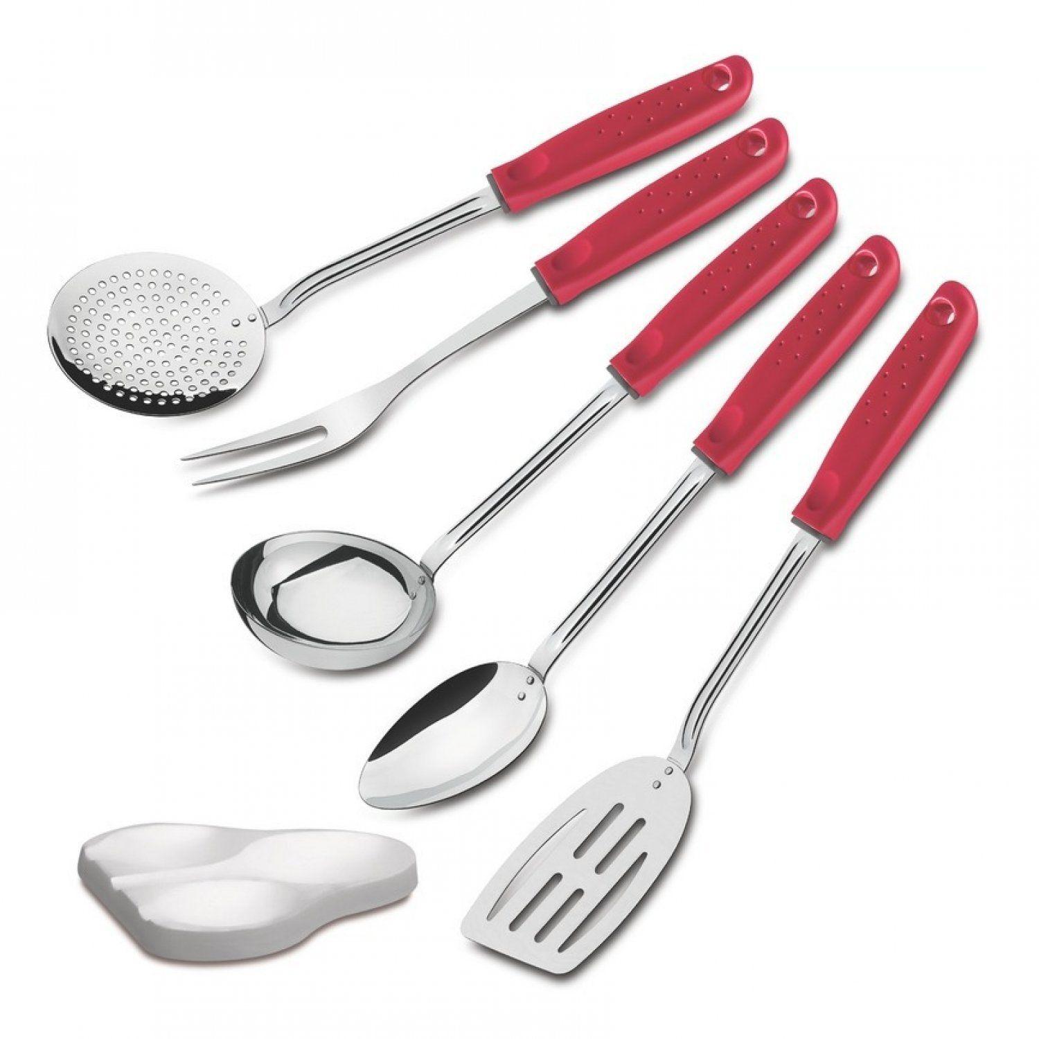 Jogo de Utensílios Inox 6 Peças Utilità Tramontina Vermelho - Conjunto ...
