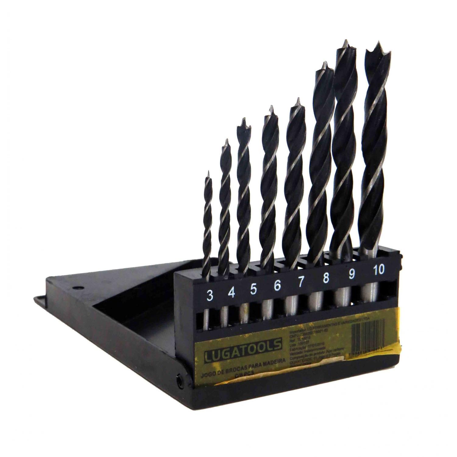 Jogo Kit De Brocas Para Madeira Com 8 Peças - Lugatools - Macho Manual ...