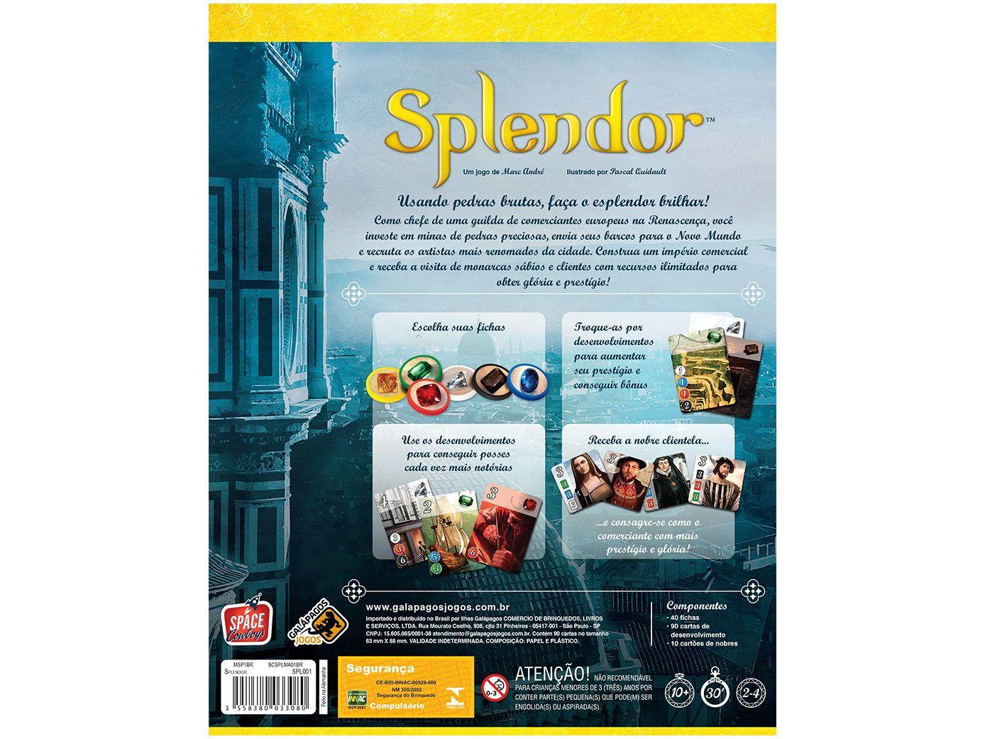 Jogo Splendor Tabuleiro Galápagos