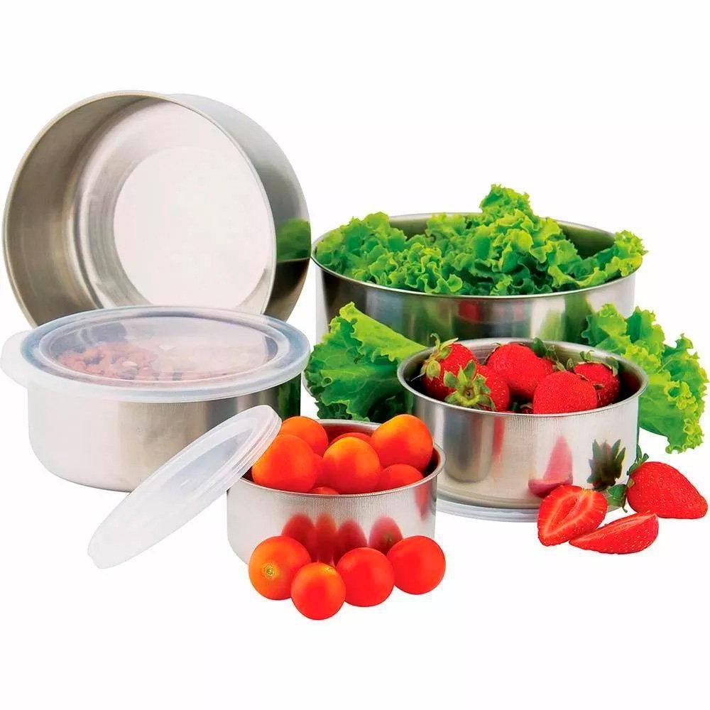 Jogo Tigelas Inox 5pçs c/Tampa HERCULES - Tigela - Magazine Luiza