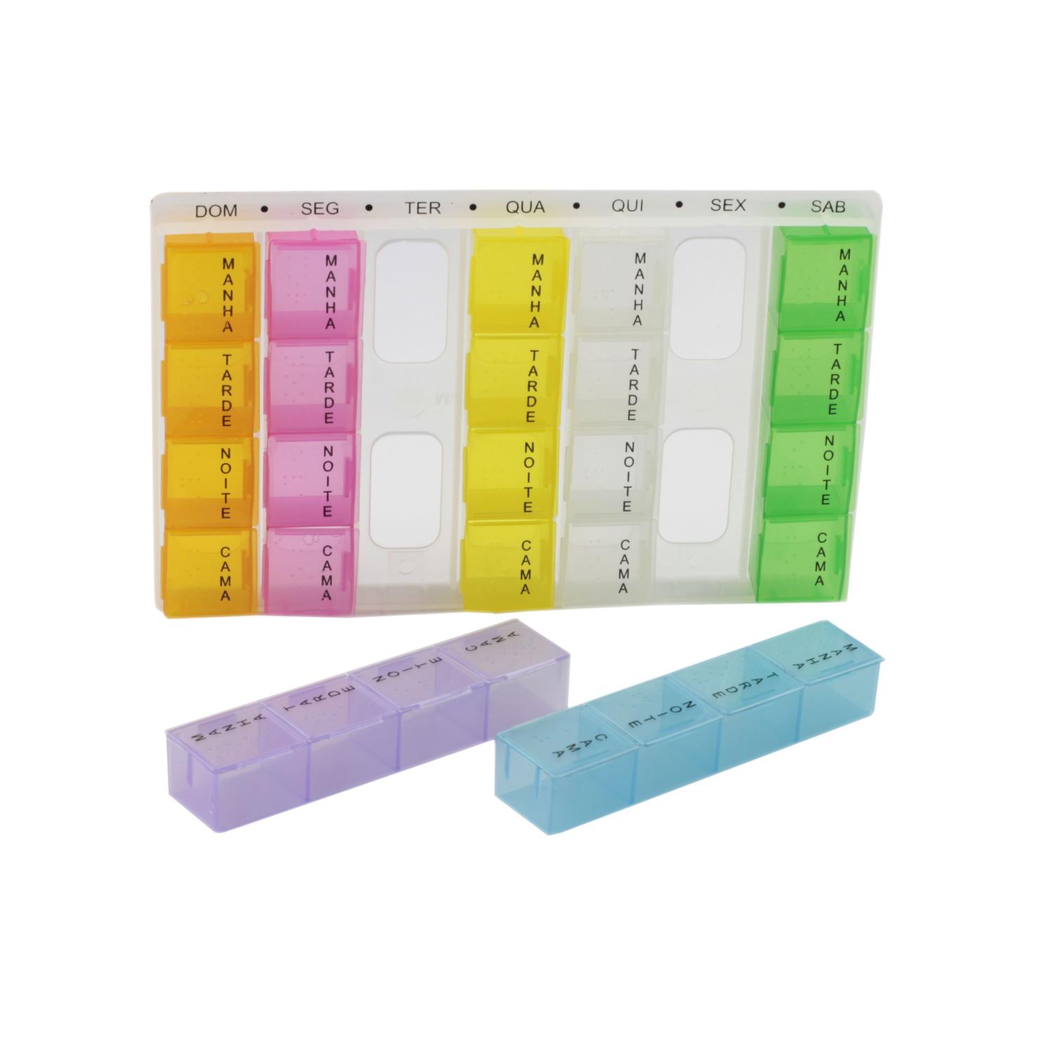 Kit 10 Caixa Porta Comprimidos Medicamento Semanal 4x Ao Dia Destacável ...