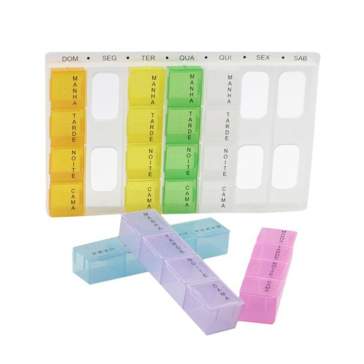 Kit 10 Caixa Porta Comprimidos Medicamento Semanal 4x Ao Dia Destacável ...