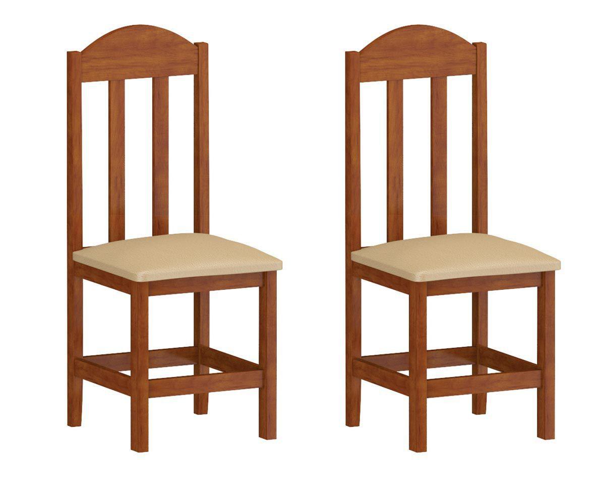 Kit 2 Cadeiras Para Mesa De Jantar Madeira Maciça Estofado Safira Mel ...