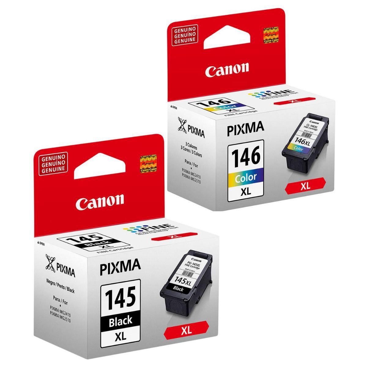 Kit 2 Cartucho Canon Originais Pg 145 XL Cl 146 xl - Mg2410 Mg2510 ...
