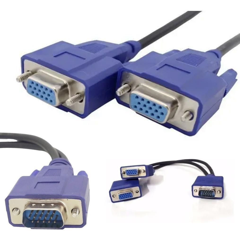 Kit 2 Duplicador Vga 1 Entrada 2 Saidas Cabo Y Vga Macho - IT BLUE ...