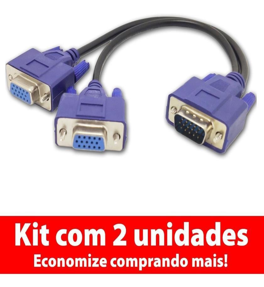 Kit 2 Duplicador Vga 1 Entrada 2 Saidas Cabo Y Vga Macho - IT BLUE ...