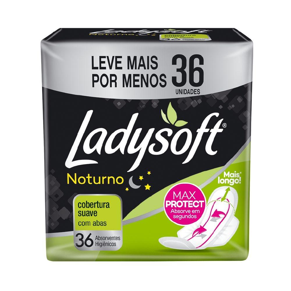 Kit 3 Absorventes Feminino LADYSOFT NOTURNO SUAVE COM ABAS - 108 Unids ...